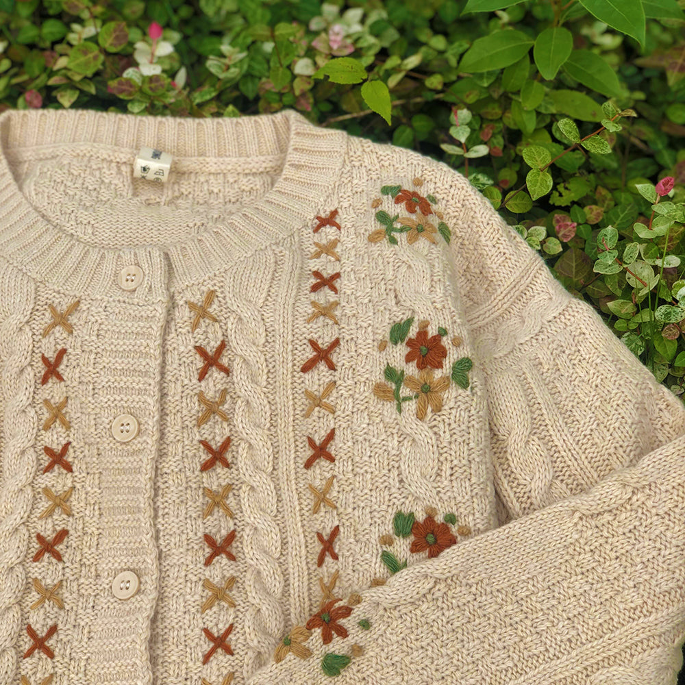 Hand Embroidered Little Flowers Cardigan– The Cottagecore