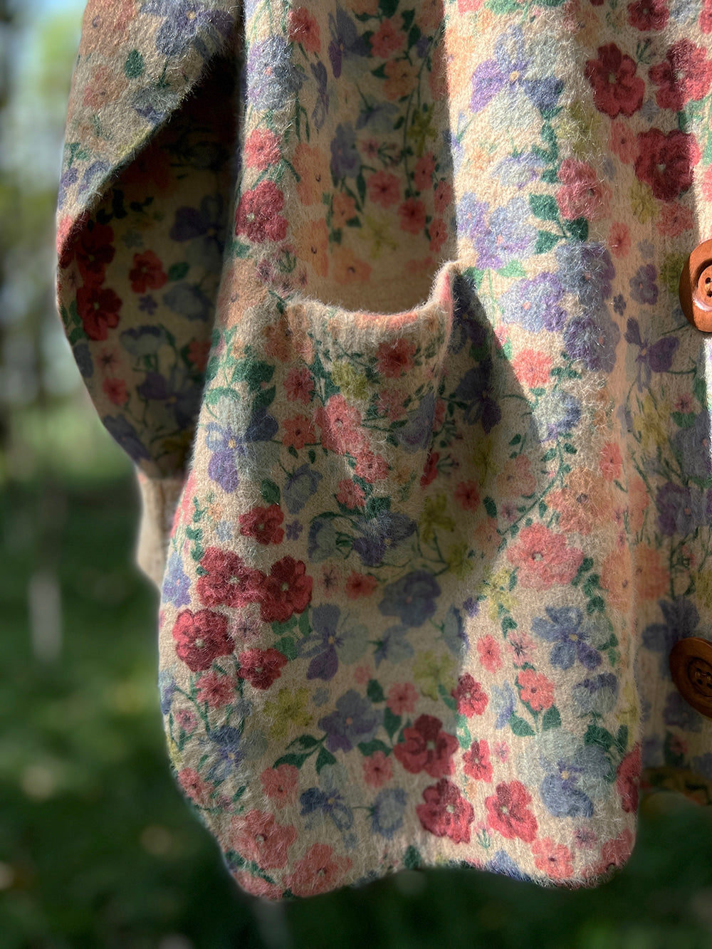 Colorful Floral Print Fluffy Cardigan– The Cottagecore