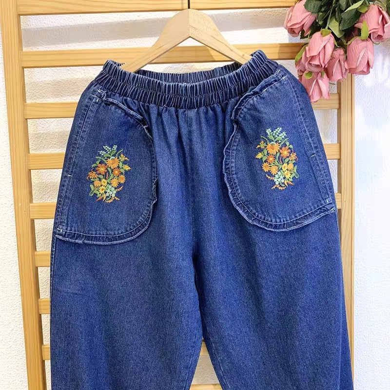 Quality Embroidered Denim Bloomers– The Cottagecore