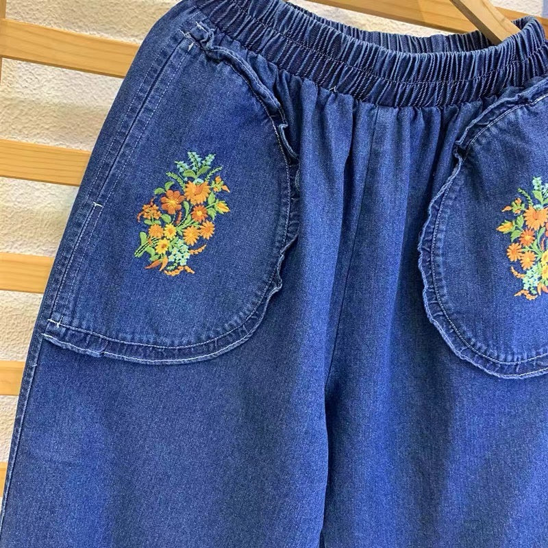 Quality Embroidered Denim Bloomers– The Cottagecore