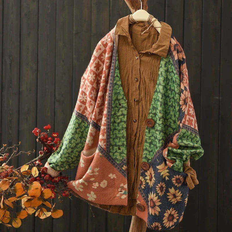 Patchwork Print Fluffy Cardigan– The Cottagecore