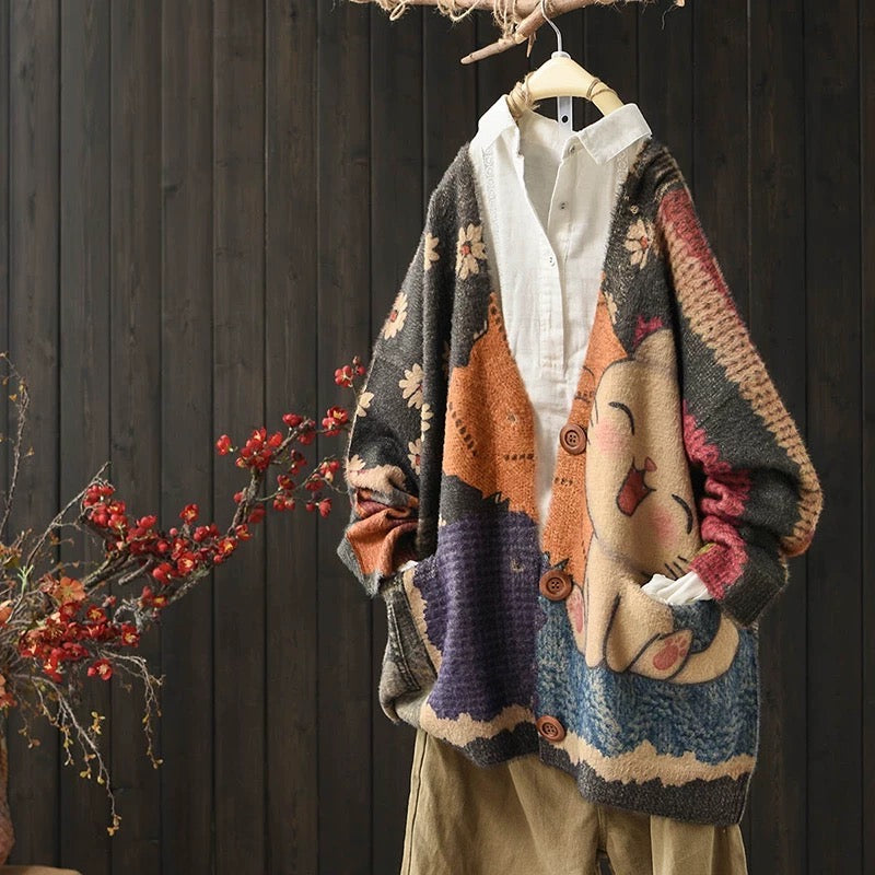 Patchwork Print Fluffy Cardigan– The Cottagecore