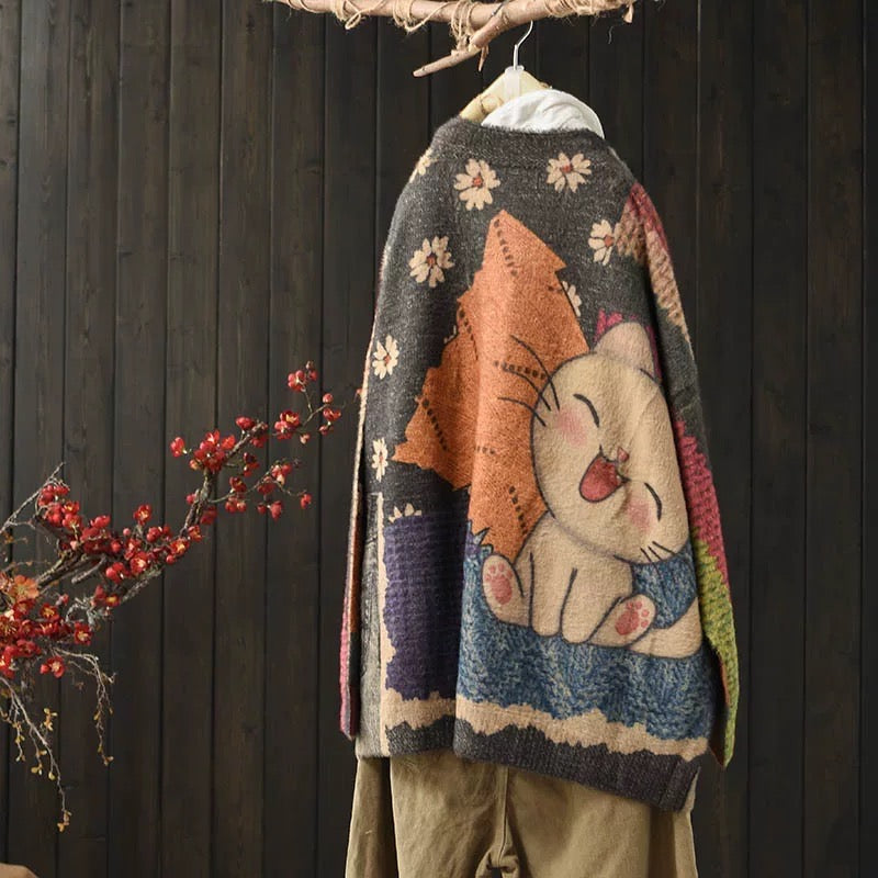 Patchwork Print Fluffy Cardigan– The Cottagecore