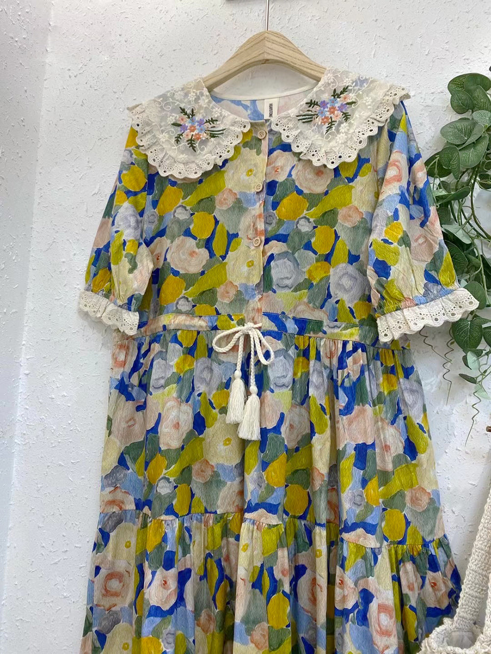 Lace Collar Colorful Print Dress– The Cottagecore