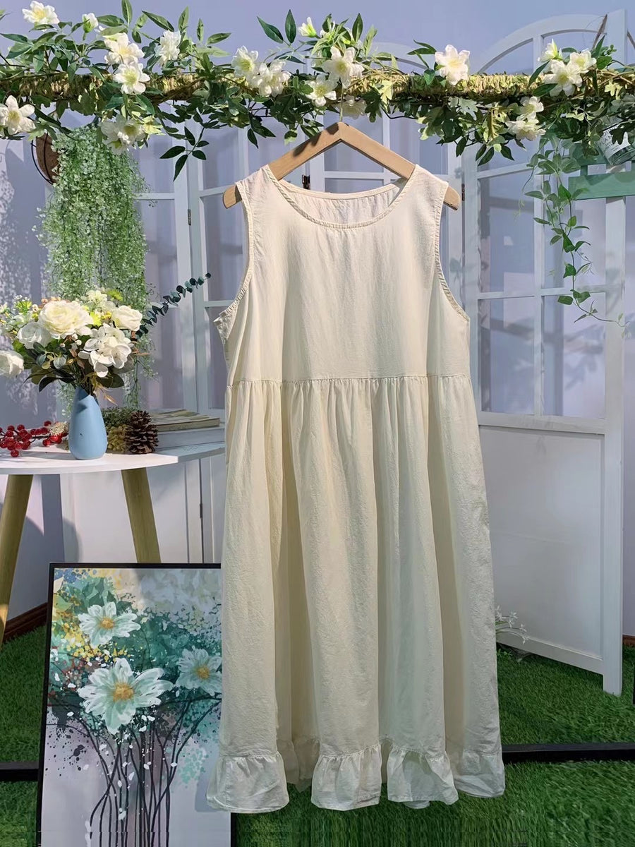 Sleeveless Bottom Cotton Dress– The Cottagecore