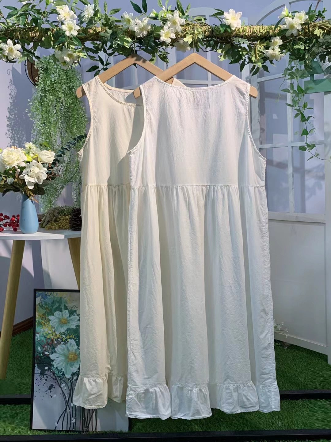 Sleeveless Bottom Cotton Dress– The Cottagecore