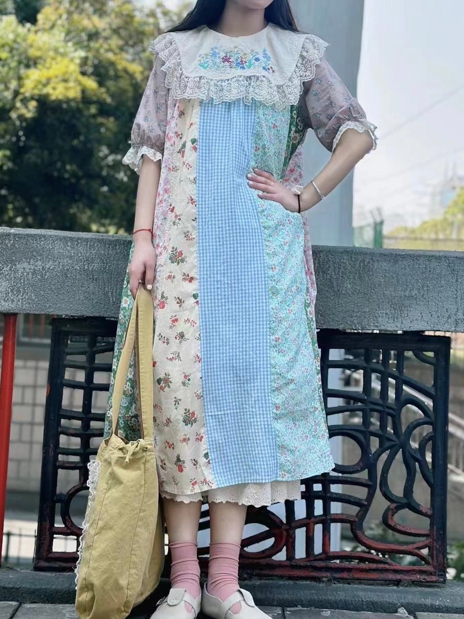 Naturecore Embroidered Patchwork Dress– The Cottagecore