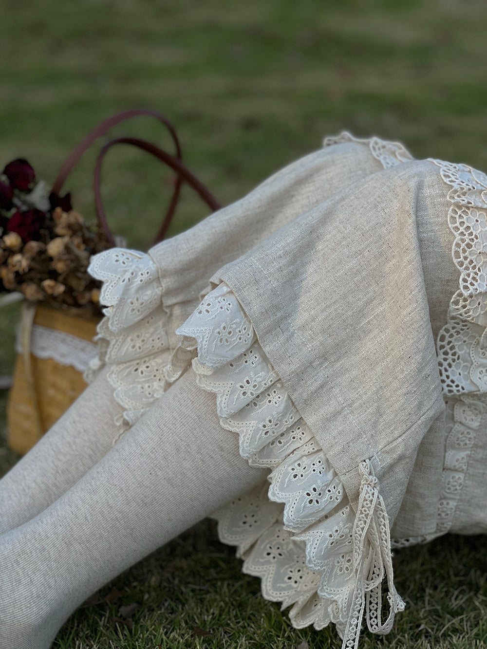 Forestcore Linen Floral Embroidered Pants– The Cottagecore