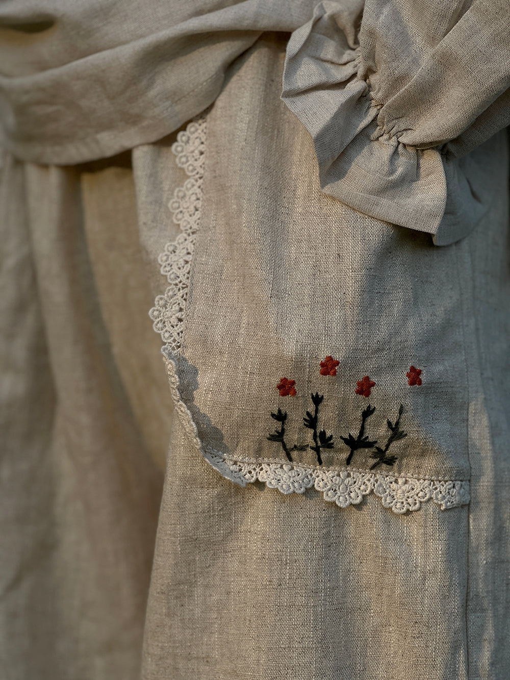 Forestcore Linen Floral Embroidered Pants– The Cottagecore