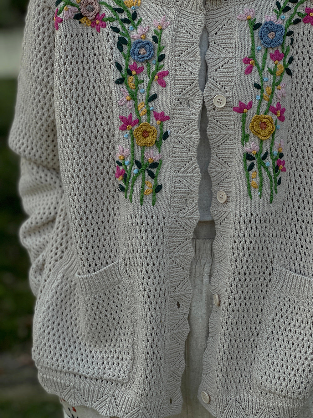 Hand Floral Embroidered Cardigan– The Cottagecore