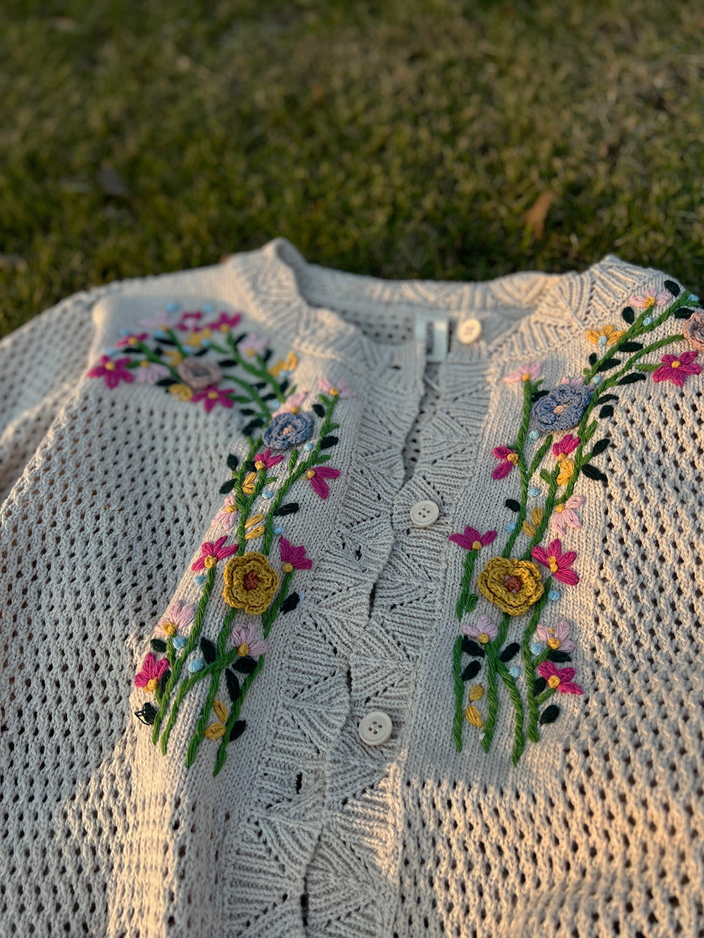 Hand Floral Embroidered Cardigan– The Cottagecore