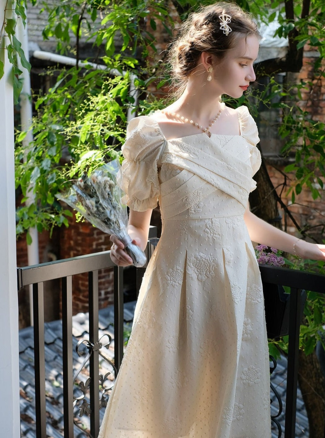 Fairycore Faux Pearl Collar Dress– The Cottagecore