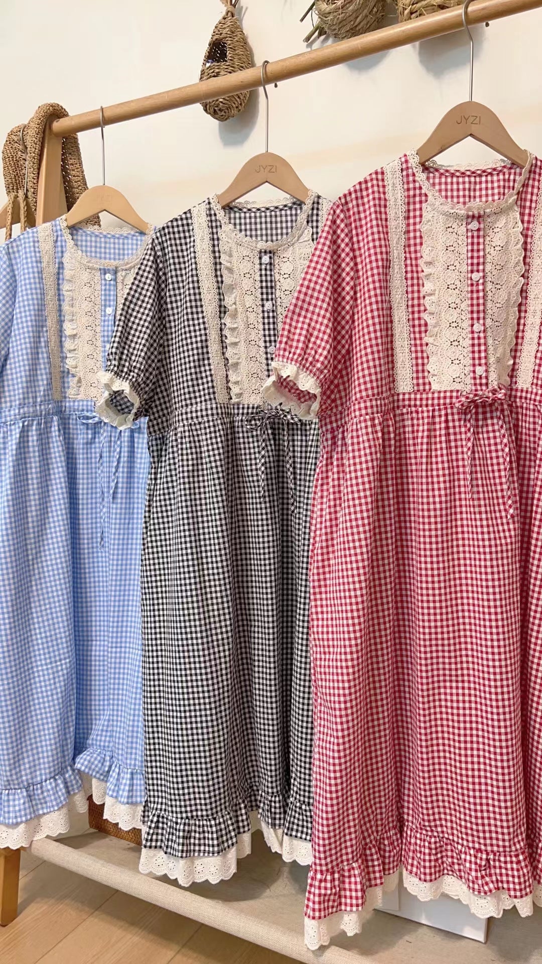 Farmcore Lace Patchwork Checkered Dress– The Cottagecore