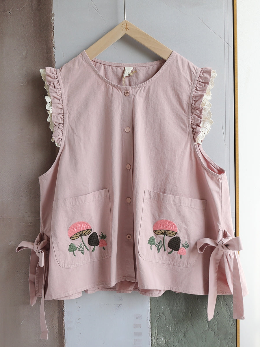 Mushrooms Embroidered Vests– The Cottagecore