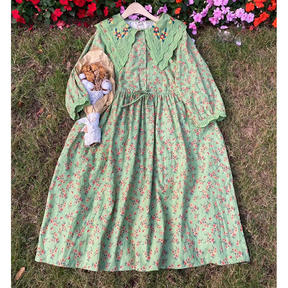 Countrycore Embroidered Vintage Print Dress– The Cottagecore